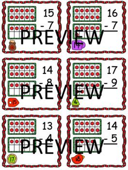 Teen Addition And Subtraction With Ten Frames Holiday Edition BUNDLE