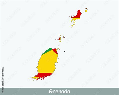 Grenada Map Flag Map Of Grenada With The Grenadian National Flag Isolated On White Background