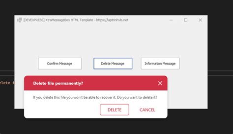 Devexpress H Ng D N S D Ng Html Template Tr N Xtramessagebox