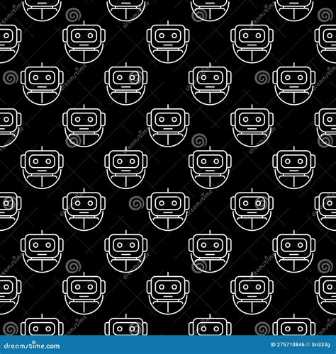 Circle With Chatbot Vector Concept Dark Line Seamless Pattern Stock