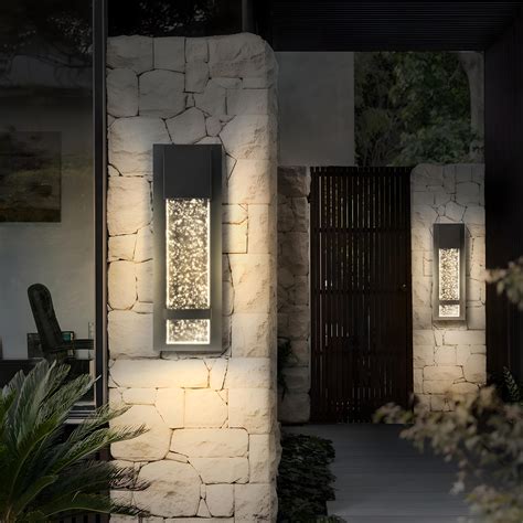 Aoceley Led Modern Wall Sconce With Crystal Bubble Glass 3000k Outdoor