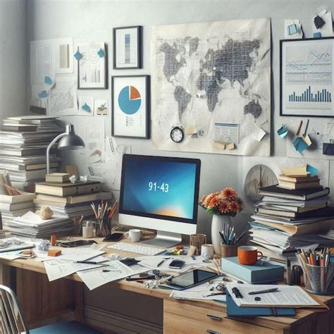 Messy Office Room Premium Ai Generated Image