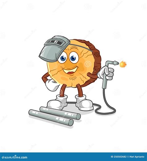 Mascota De Soldador De Troncos Redondos Vector De Dibujos Animados