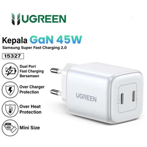 Promo Ugreen Gan Charger W Dual Usb Type C Port Quick Charge Putih Diskon Di Seller