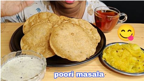 Breakfast Eating Poori Potato Masala Chatney 🤤 Youtube