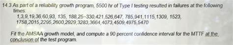 Solved As Part Of A Reliability Growth Program 5500 Hr Of