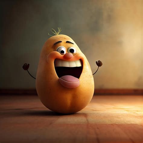 Premium Photo Happy Potato Face Cartoon Character