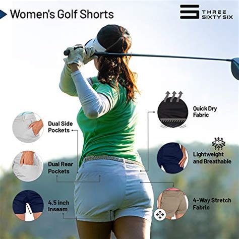 Three Sixty Six Womens Golf Shorts Quick Dry Active Shorts With Pockets Athletic And