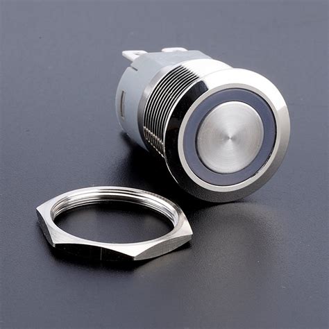 22mm Ring Led Illuminated Self Locking Metal Push Button 4pins 15a