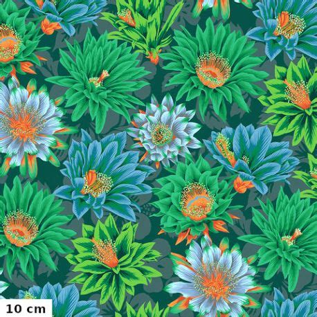 Tissu Patchwork Philip Jacobs Fleur De Cactus PJ096 Vert AU FIL D EMMA
