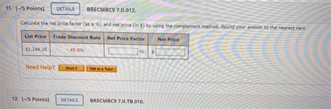 Solved 11 15 Points DETAILS BRECMBC9 7 11 012 Calculate Chegg