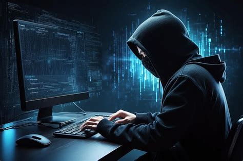 Premium Photo Internet Crime Concept Hacker Working On A Code On Dark