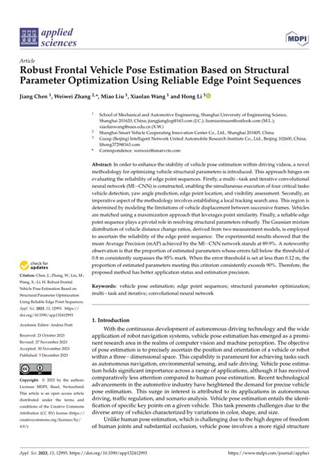 Pdf Robust Frontal Vehicle Pose Estimation Based On Structural