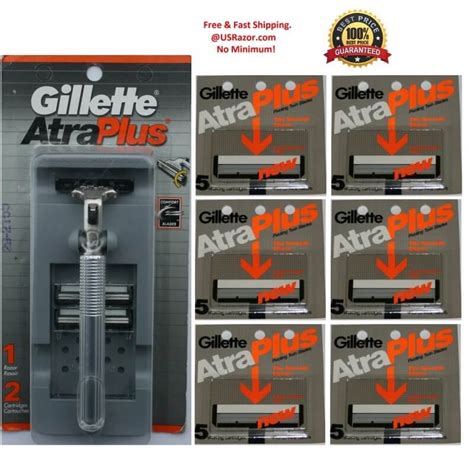 32 Gillette Atra Plus Razor Blades Cartridges Shaver Made Usa