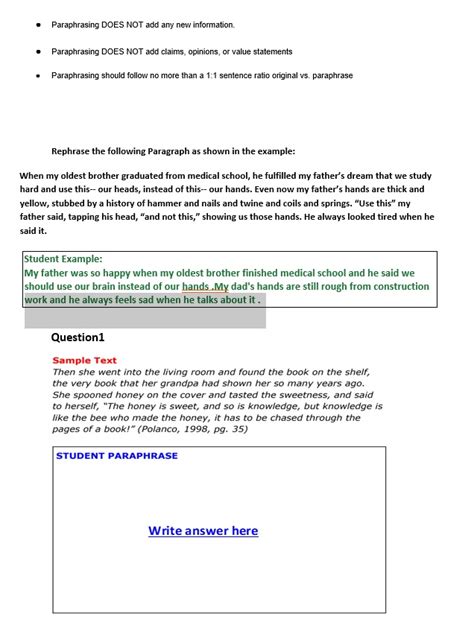 Solved Paraphrasing Does Not Add Any New Information Paraphrasing Does Not Add Claims