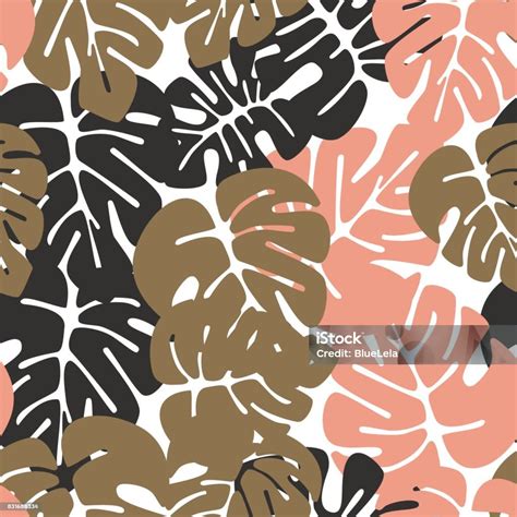 다채로운 Monstera 손바닥 여름 완벽 한 열 대 패턴 흰색 배경 벡터 일러스트 레이 션에 나뭇잎 0명에 대한 스톡 벡터