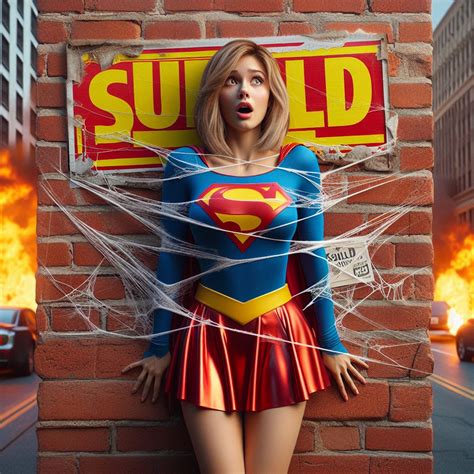 Supergirl Webbed On Wall By Popooobb On Deviantart