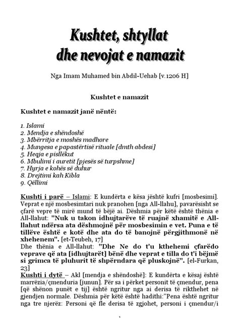 Kushtet E Namazit Mabdulvehab Pdf