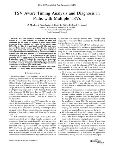 Pdf Tsv Aware Timing Analysis And Diagnosis In Paths With Multiple Tsvs