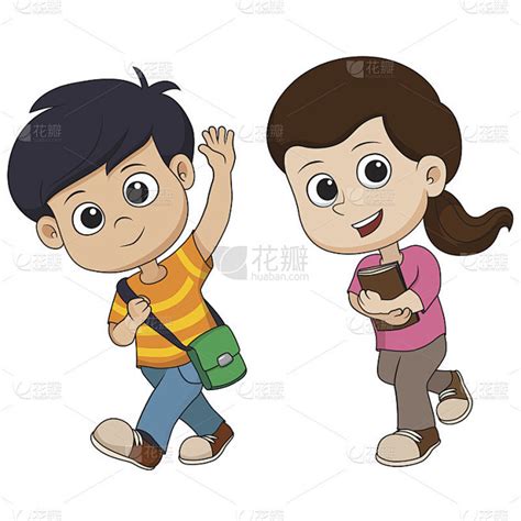 欢迎回到学校。孩子走路去上学。