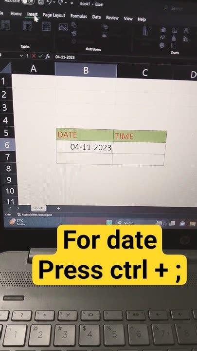 Current Date And Time Excel Shortcut Key Tricks Computer Excelshortviral Youtube