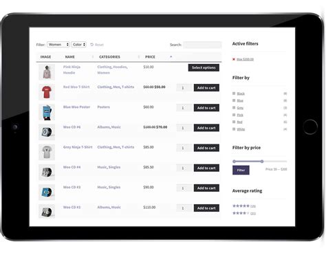 Woocommerce Product Filter Widgets In Product Table Plugin