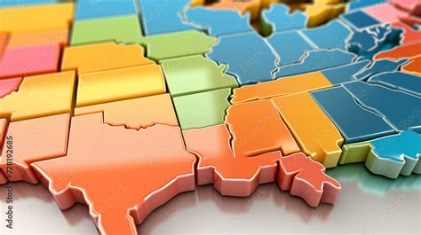 Map States Of Usa Map With States Texture Colorful Tone Color Isolated