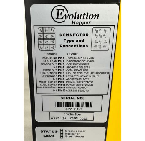 Evolution Hopper Std Parallel Spec Coin Hopper Suitable For Most C