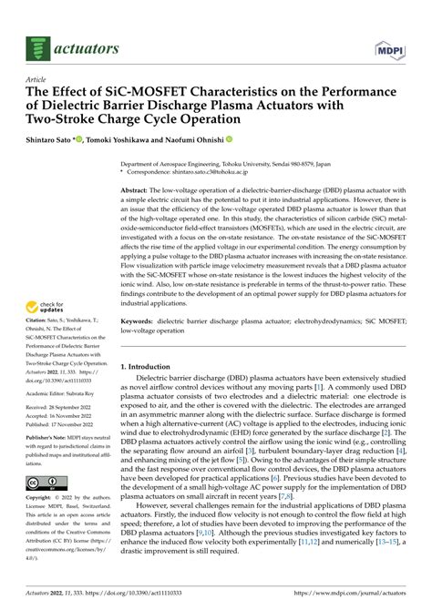 Pdf The Effect Of Sic Mosfet Characteristics On The Performance Of Dielectric Barrier