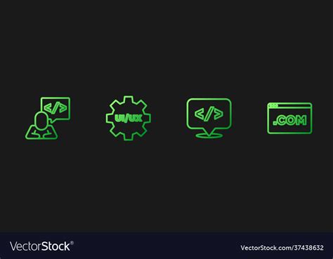 Set Line Front End Development Ui Or Ux Design Vector Image