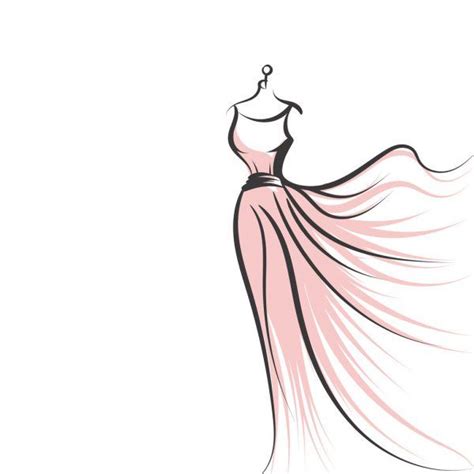Maniquí vestido mano dibujo ilustración vector Boutique logo design
