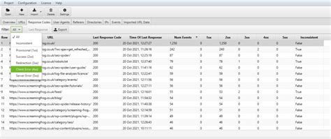 Status Codes Screaming Frog