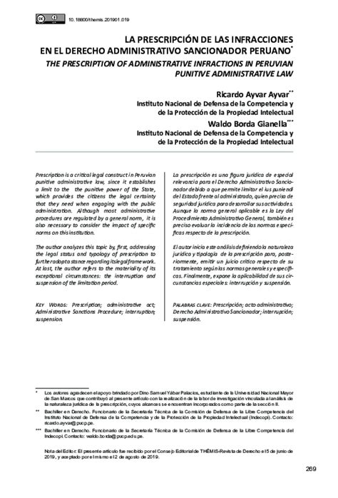 Pdf La Prescripción De Las Infracciones En El Derecho Administrativo