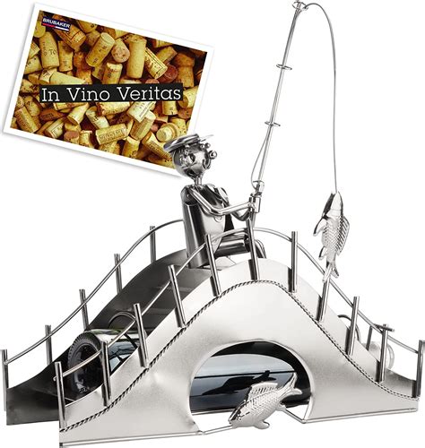 BRUBAKER Wine Bottle Holder Fisherman Metal Sculpture Gift Amazon Co Uk Home Kitchen