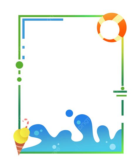 여름 일러스트 신선한 테두리 물 물방울 바다 바닷가 바다 물결 신선한 Png 일러스트 및 Psd 이미지 무료 다운로드 Pngtree