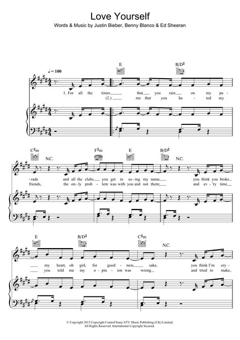 Justin Bieber Love Yourself Sheet Music
