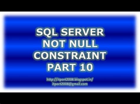 Create Alter Drop Not Null Constraint In SQL Server Part 10 YouTube
