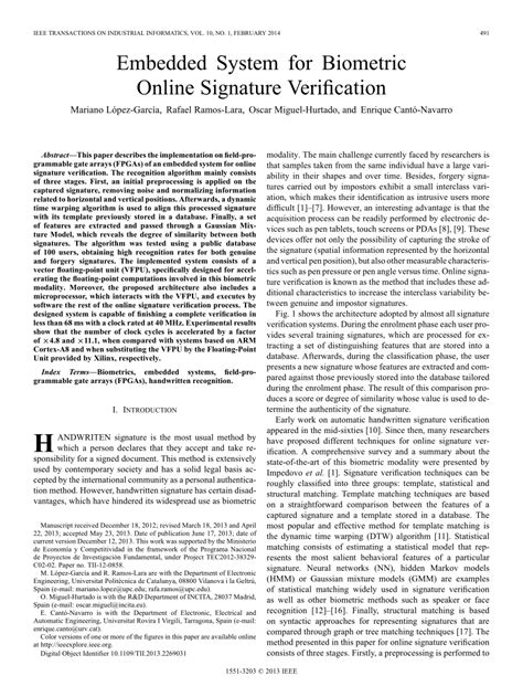 Pdf Embedded System For Biometric Online Signature Verification