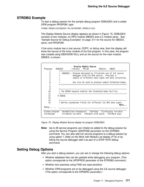 strdbg example setting debug options into ibm as 400 manual