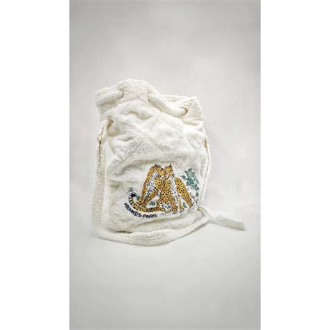 Hermès Sac De Plage Coton éponge Broderie Léopard