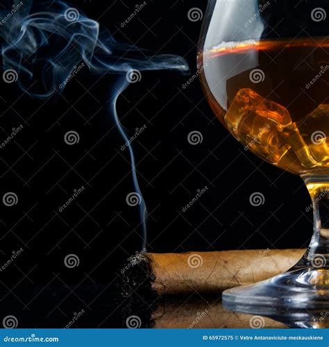 Snifter Glass Of Cognac And Cigar Stock Image Image Of Havana
