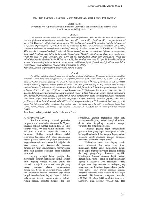Analisis Faktor Produksi Jagung PDF