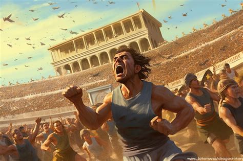 Premium AI Image Digital Art Of A Tense Moment In The Ancient Olympic Games During A Javelin Throw