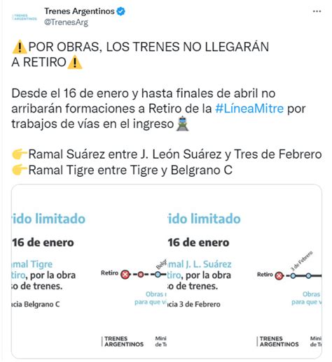 Los Trenes De La Línea Mitre No Llegarán A Retiro Hasta Fines De Abril