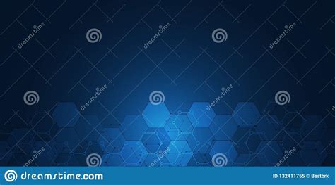 Molecular Structures And Hexagons Elements Abstract Geometric Background With Molecules And