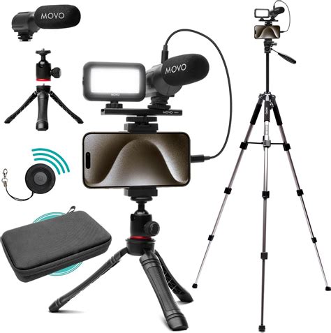 Movo Ivlogger Pro Vlogging Kit With Full Tripod For Iphone Android Youtube Starter