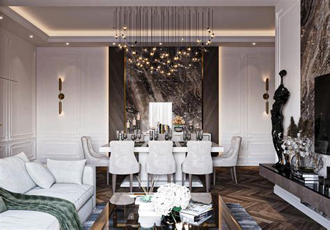 Luxury Modern Neo Classic Black Living Room And Di By Mahamerutechnoart