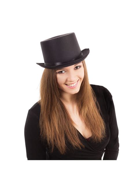 Top Hat Black Satin Look Rubies Masquerade Co Uk