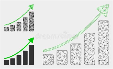 Growing Bar Chart Trend Vector Mesh Network Model And Triangle Mosaic Icon Stock Vector