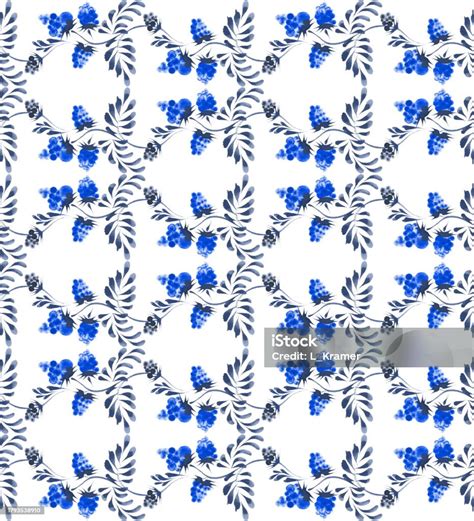 꽃 수채화 다 마스크 자 완벽 한 패턴 에서 파란색 손으로 그린 라즈베리 과일 나뭇 가지 흰색 배경에 나뭇잎 고풍스런에 대한 스톡 벡터 아트 및 기타 이미지 Istock